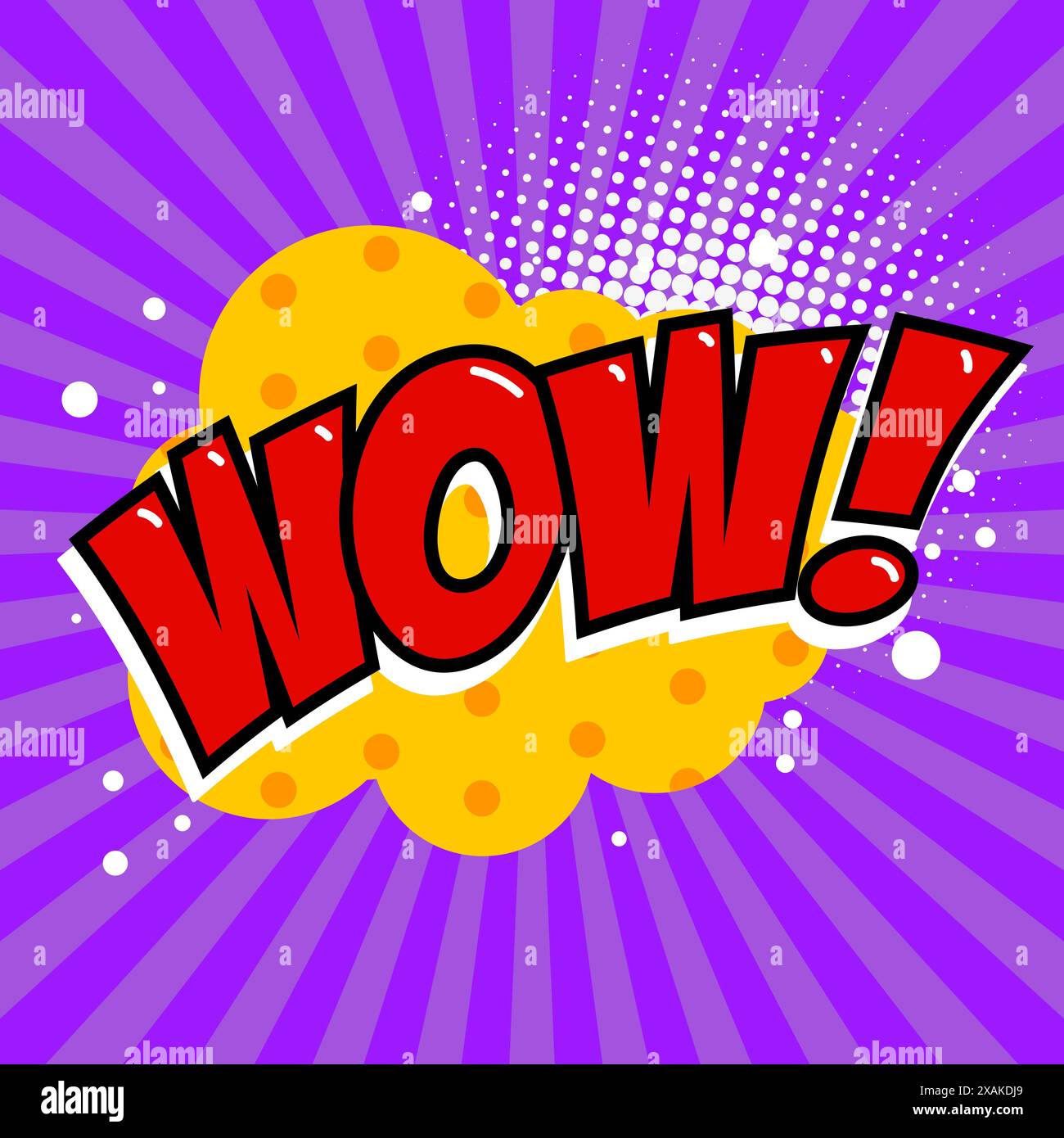 Wow! Comic style phrase on sunburst background. Design element for ...