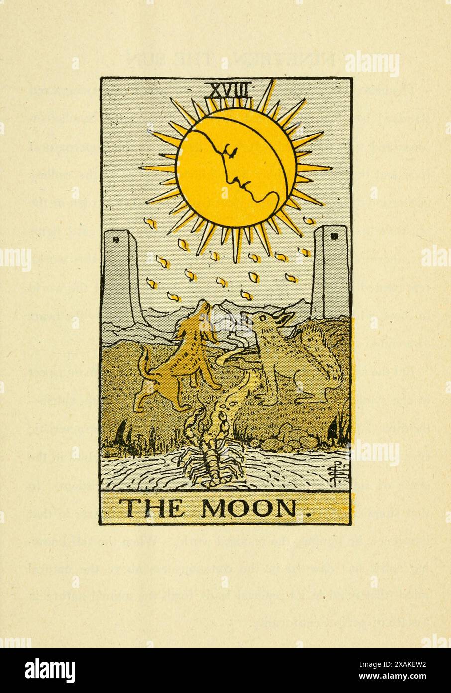 The Moon. Vintage Tarot Card from" The illustrated key to the tarot ...