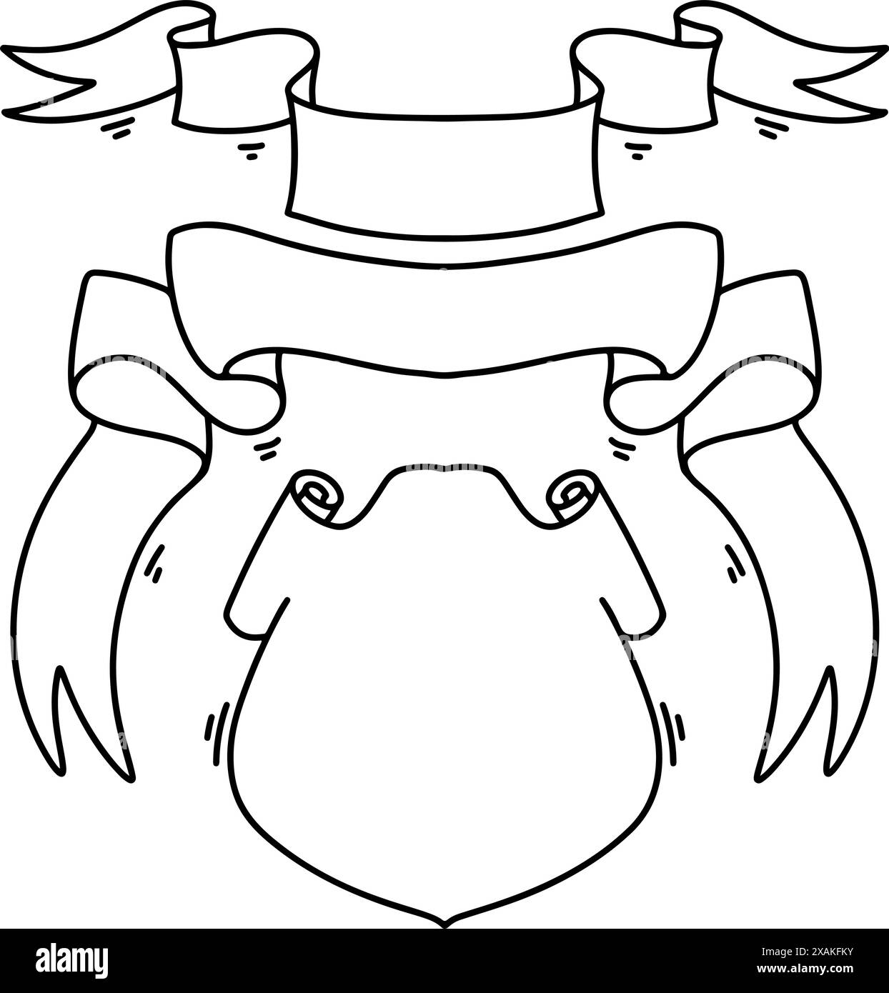 Set of hand drawn ribbons. Doodle style ribbons. Vector illustration ...