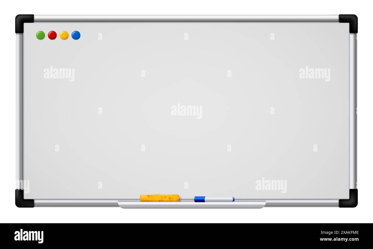 Whiteboard. 3d realistic school business office demonstration white ...