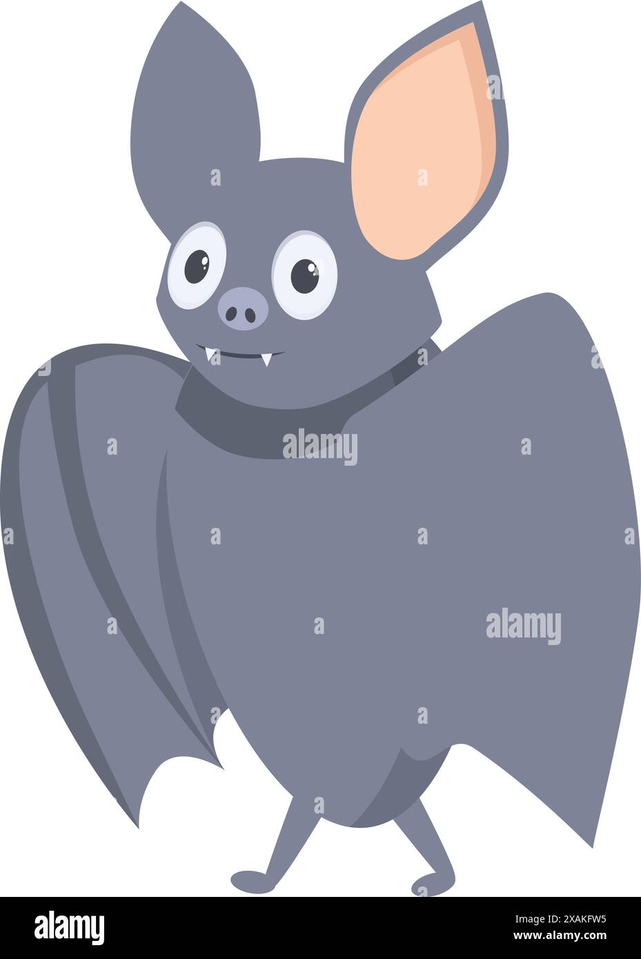 Cartoon happy grey bat standing and showing its wings Stock Vector ...