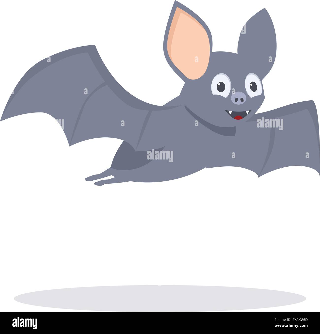 Cartoon grey bat flying and smiling, spreading its wings Stock Vector ...