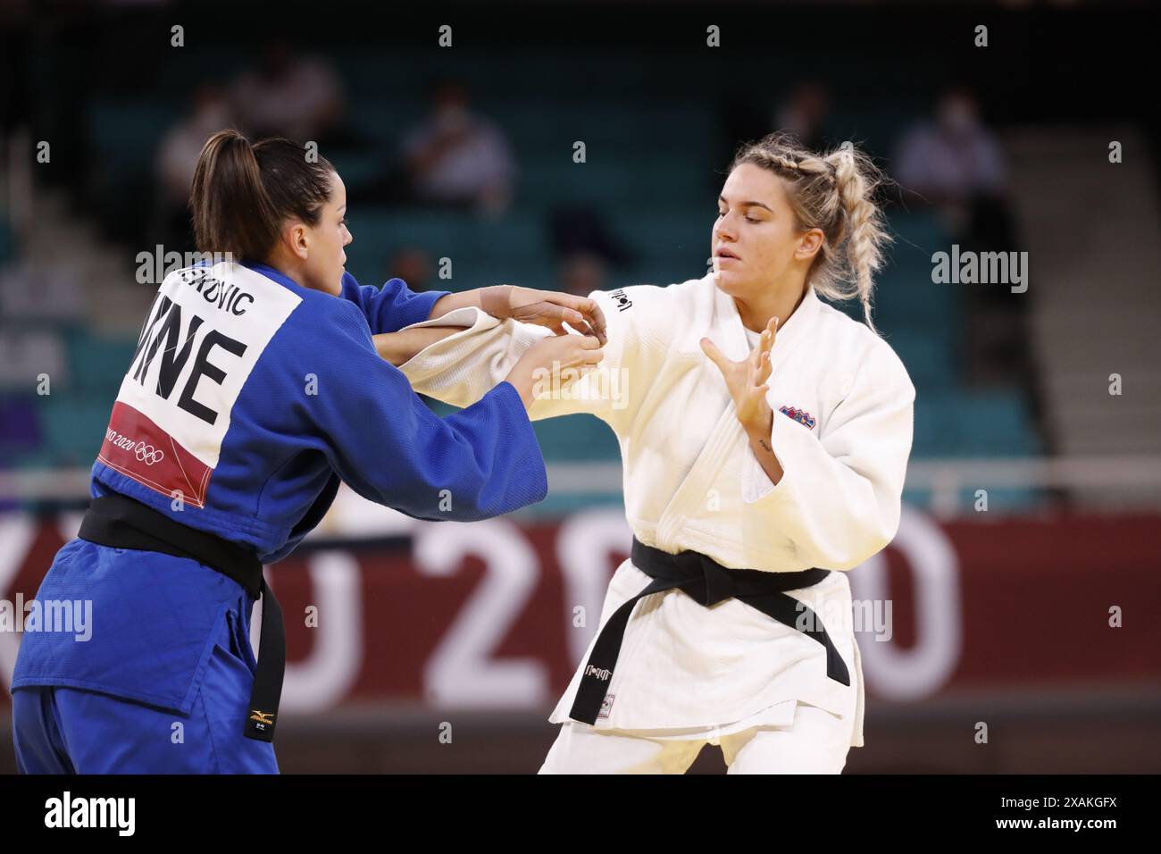 Tokyo - Japan, July 13, 2024, athletes fighting judo, during the ...