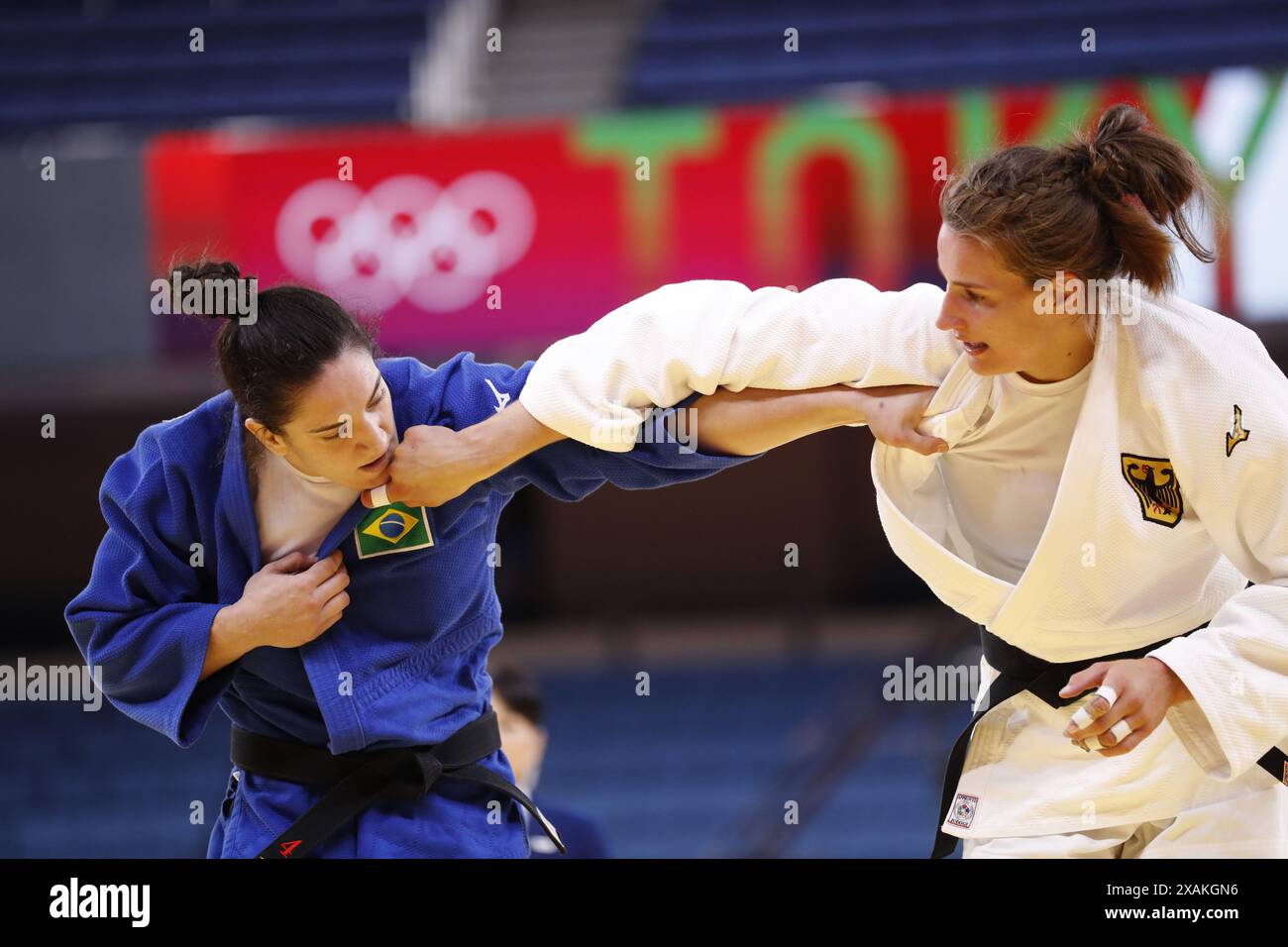 Tokyo - Japan, July 13, 2024, athletes fighting judo, during the ...