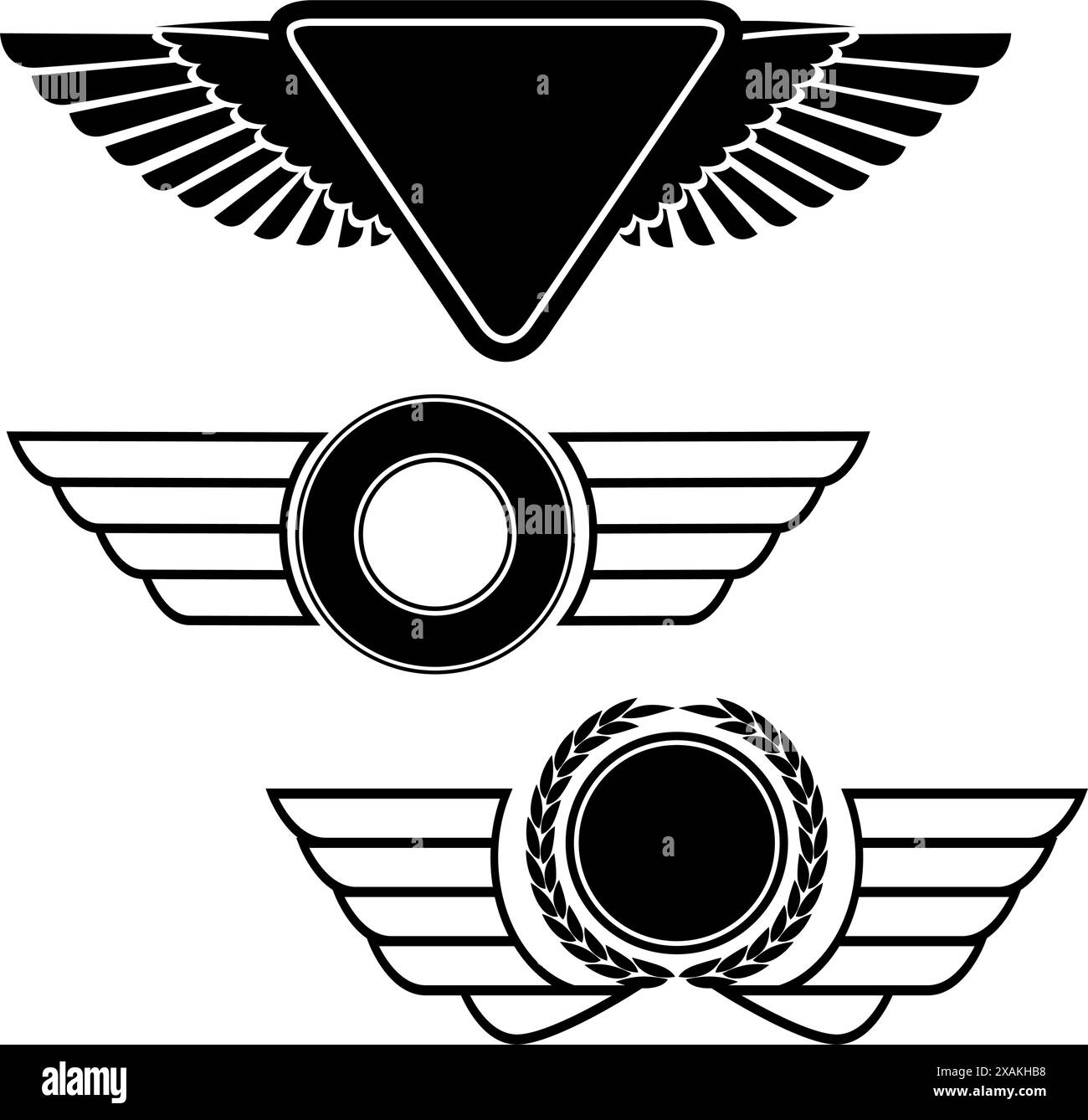 Wings with banners set on white background. Heraldic wings. Element for ...