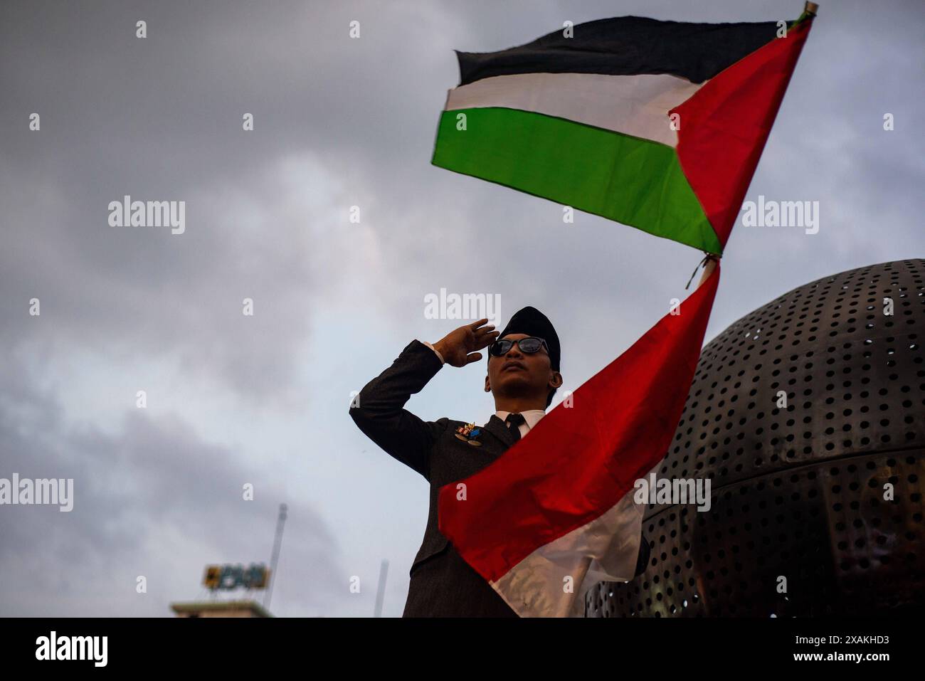 ONE HOUR RESPECT MOVEMENT FOR PALESTINE An activist performs the One ...
