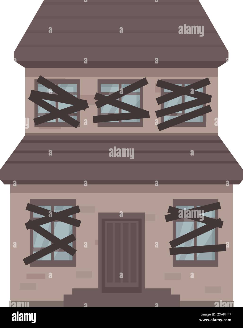 Two story abandoned home with boarded up windows illustrating urban decay Stock Vector Image ...