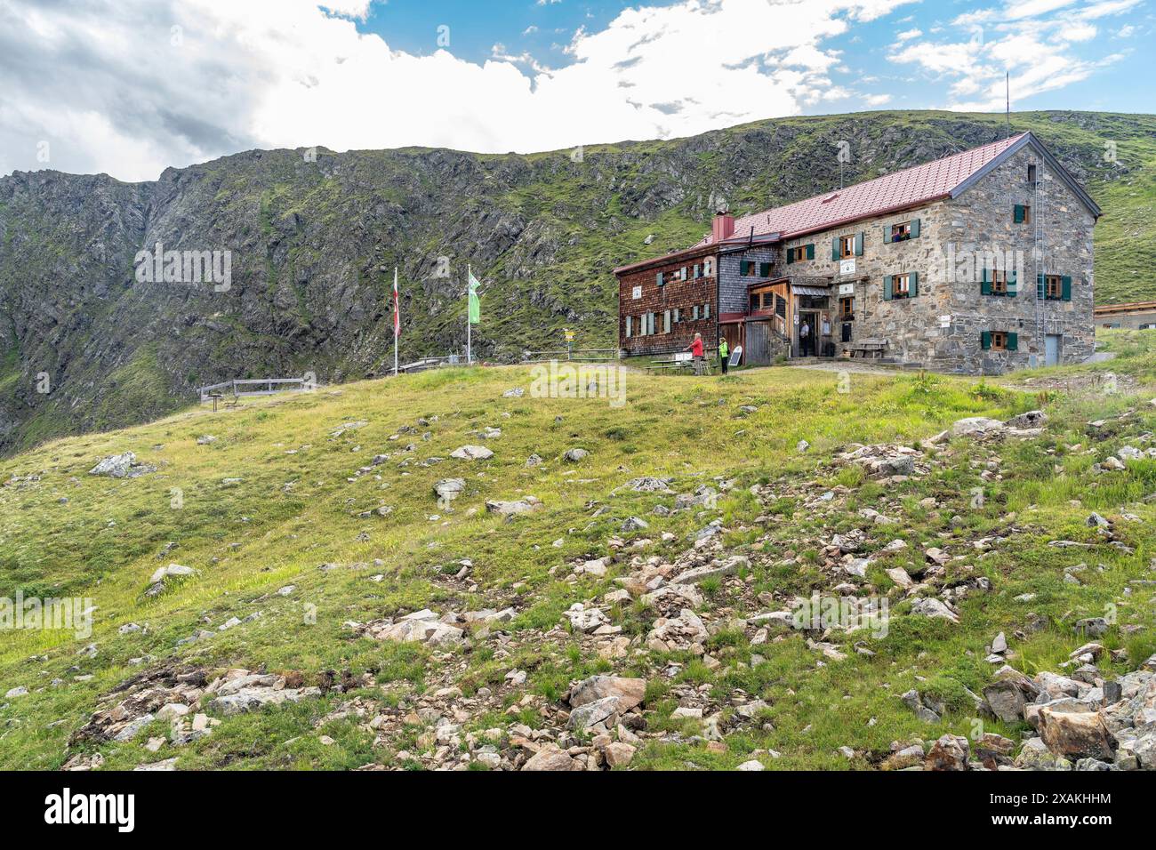 Europe, Austria, Verwall, Tyrol, Kappl, Hikers in front of the ...