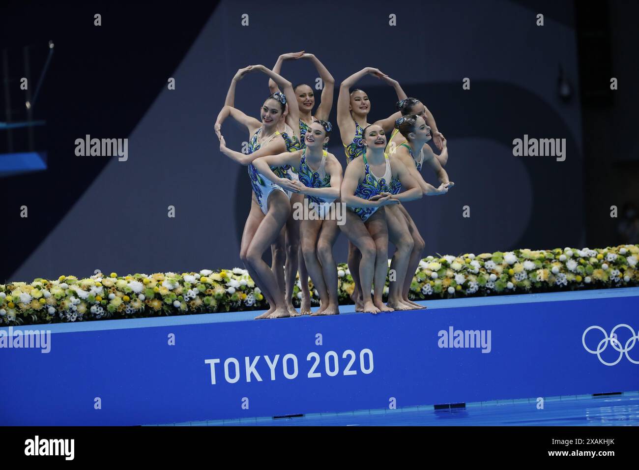 Tokyo - Japan, July 20, 2024, synchronized swimming athletes in the ...