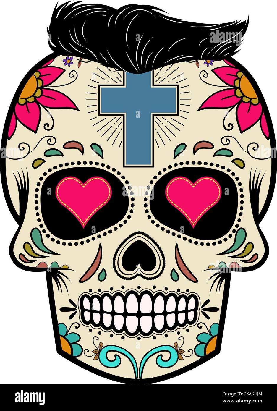 Illustration of mexican sugar skull. Day of the dead Stock Vector Image ...
