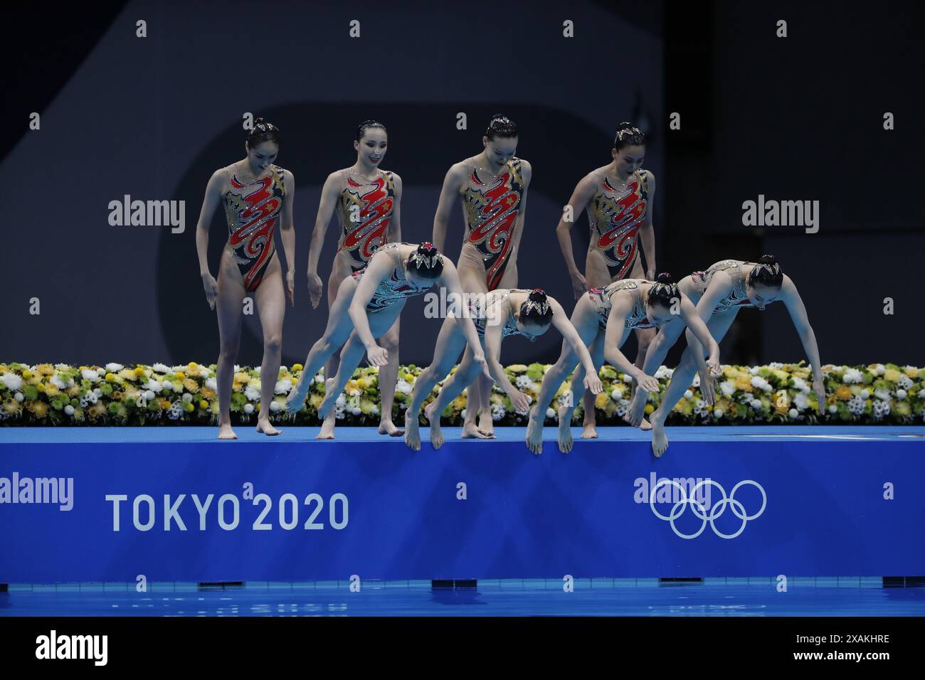 Tokyo - Japan, July 20, 2024, synchronized swimming athletes in the ...