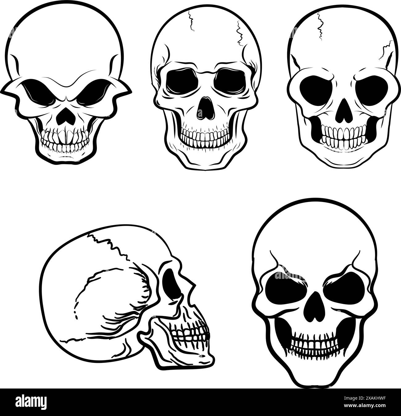 Human skulls in black Cut Out Stock Images & Pictures - Alamy