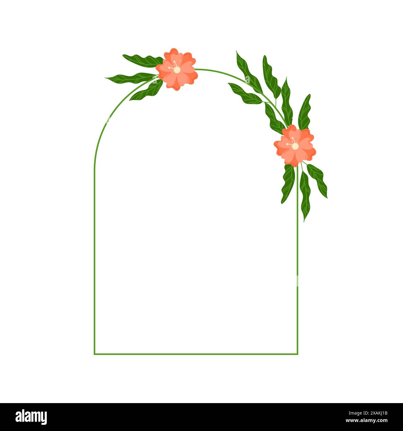 Floral frame vector isolated illustration. Arch shaped decorative ...