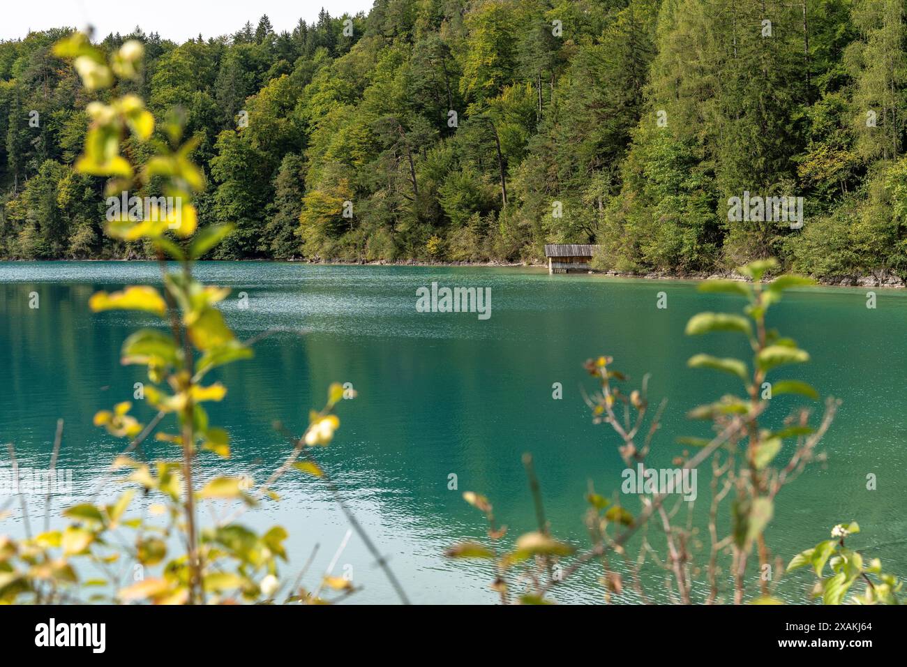 Europe, Germany, Southern Germany, Bavaria, Füssen, View of a boathouse ...