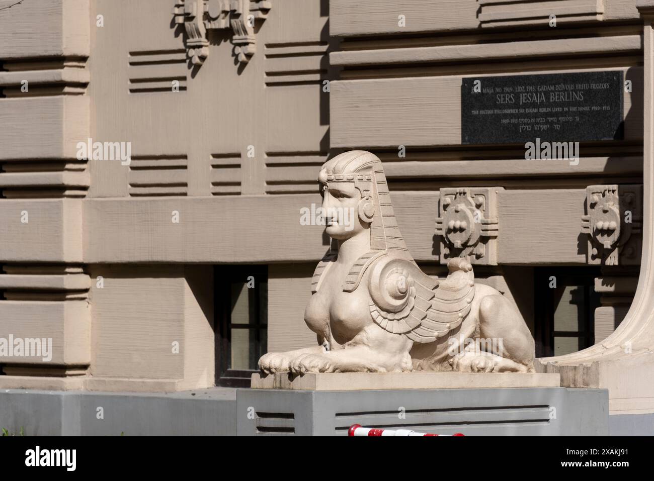 Sphinx in Alberta iela, street with magnificent Art Nouveau buildings ...