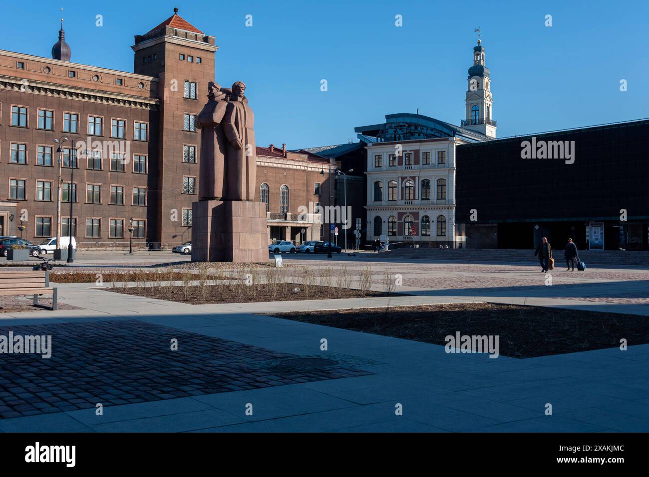 Memorial to the Latvian Riflemen, on the right City Hall and Occupation ...