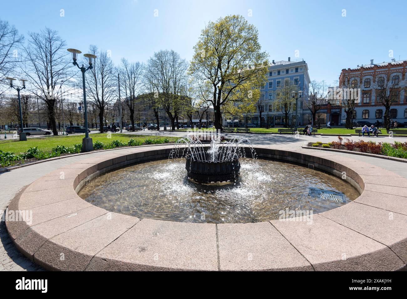 Fountain in Esplanade Park, Riga, Latvia Stock Photo - Alamy