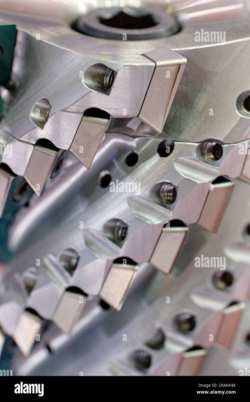 Modern shell milling cutter, modular metalworking rotating tool. Close ...