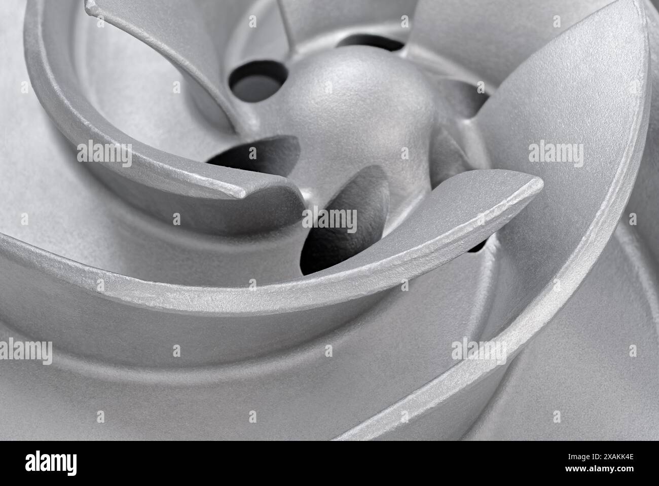 Aluminium centrifugal pump impeller, close up shot, selective focus ...