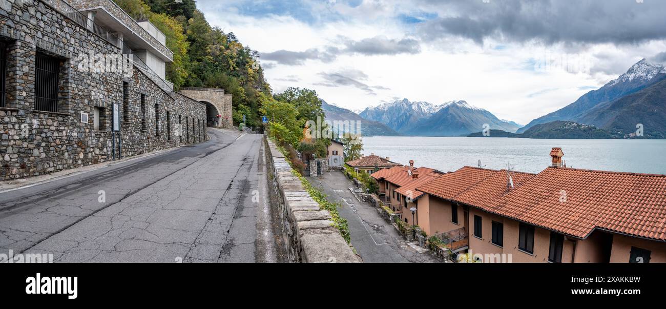 Street in village Musso-Dongo at lake Como, Italy, where the dictator ...