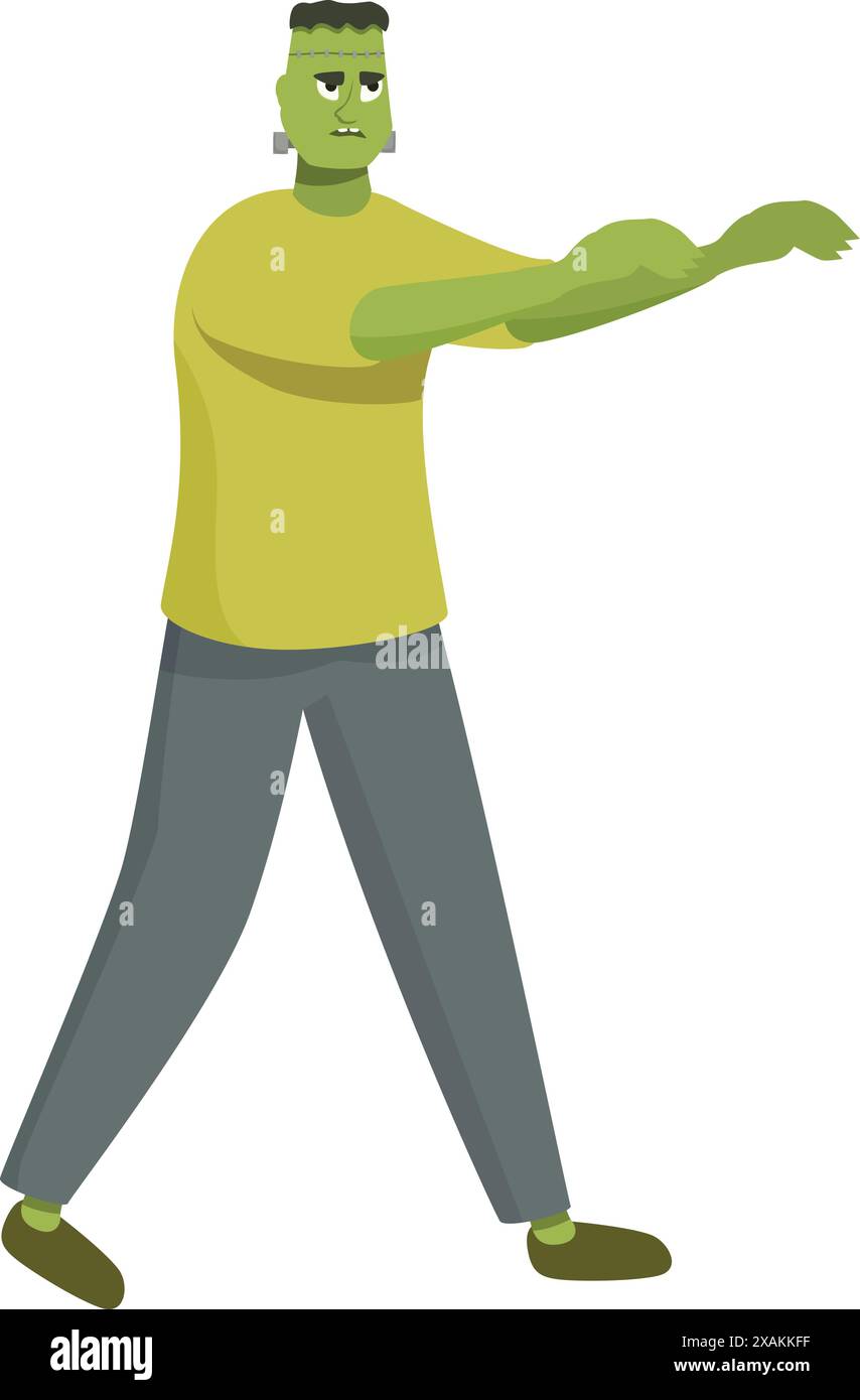 Classic frankenstein monster is walking with his arms outstretched ...