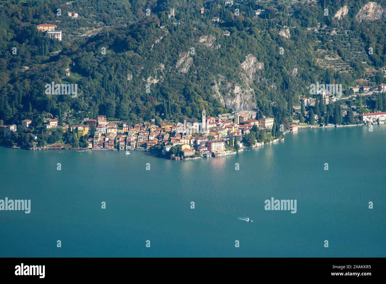 Magnificent view of Tremezzo at lake Como seen from Monte Crocione ...