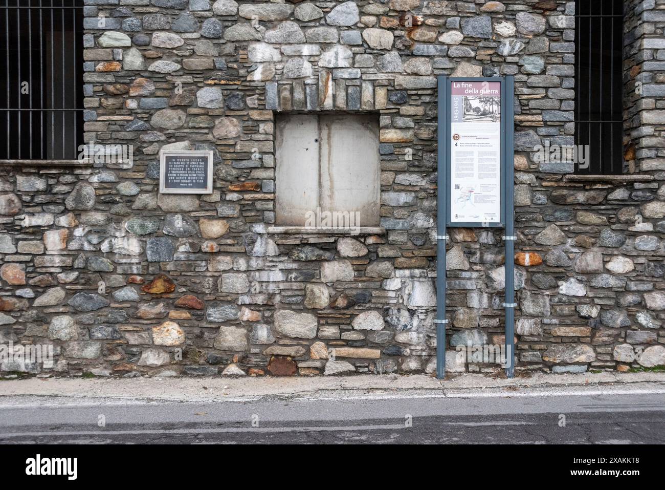 MUSSO, ITALY - OCTOBER 05, 2023 - Information boards at the street in ...