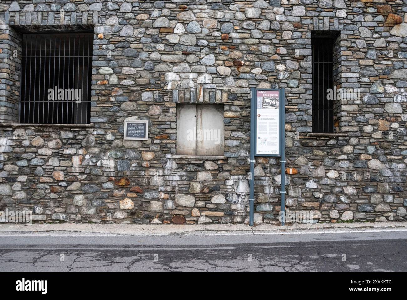 MUSSO, ITALY - OCTOBER 05, 2023 - Information boards at the street in ...