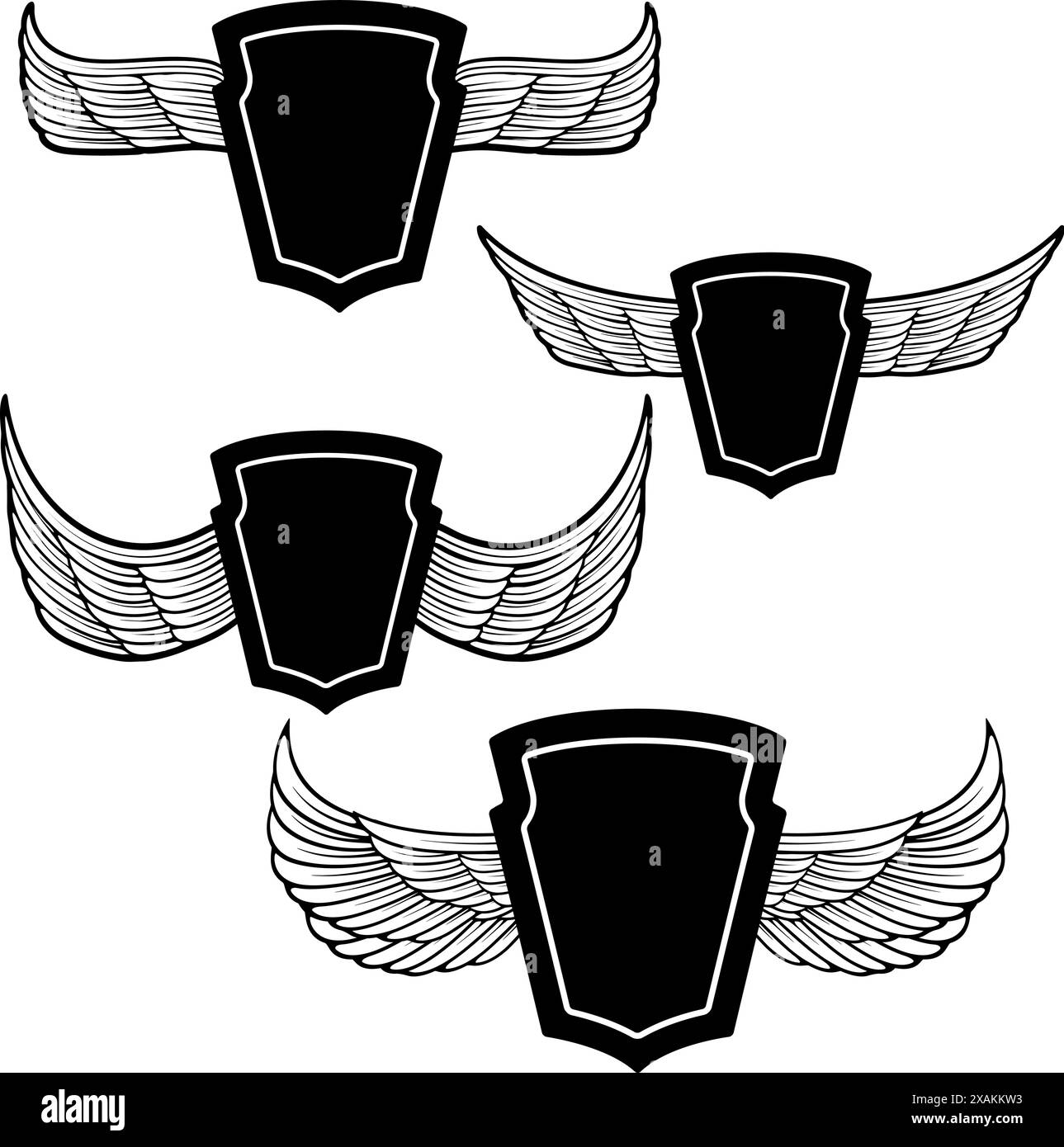 Heraldic logo badge banner blank Black and White Stock Photos & Images ...