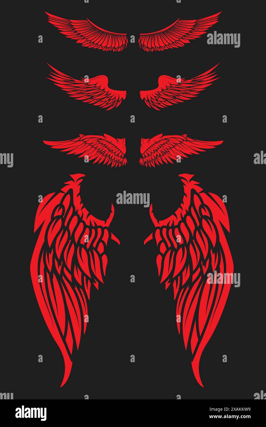 Wings set isolated on dark background. Design element for logo, label ...