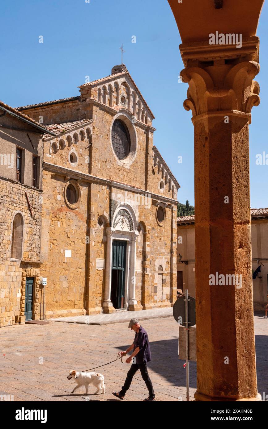 VOLTERRA, ITALY - OCTOBER 15, 2023 - Facade of the romanesque cathedral ...