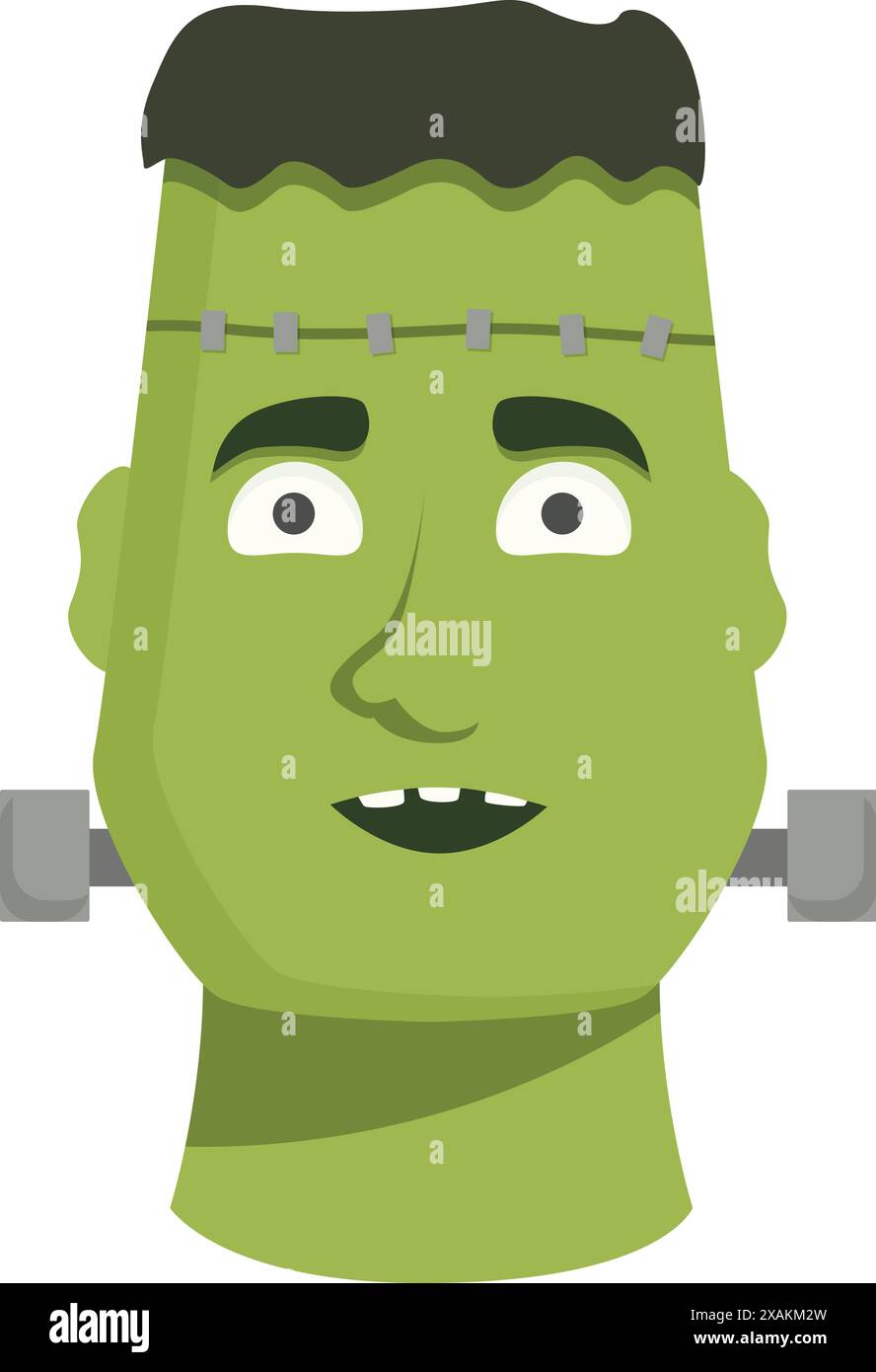 Cartoon illustration of a classic green frankenstein monster looking ...