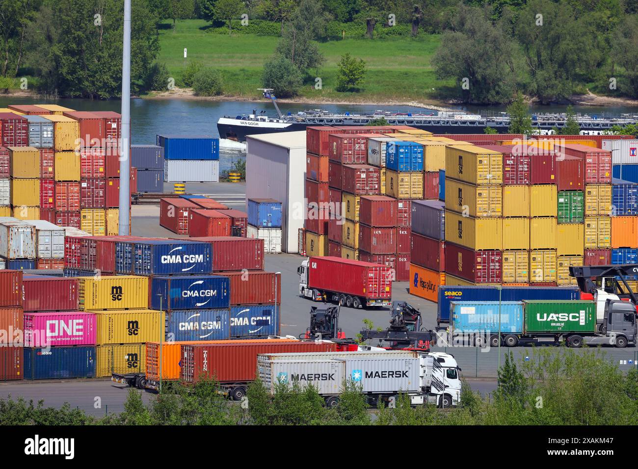 Port of Duisburg, intermodal container terminal, Ruhr area, North Rhine ...