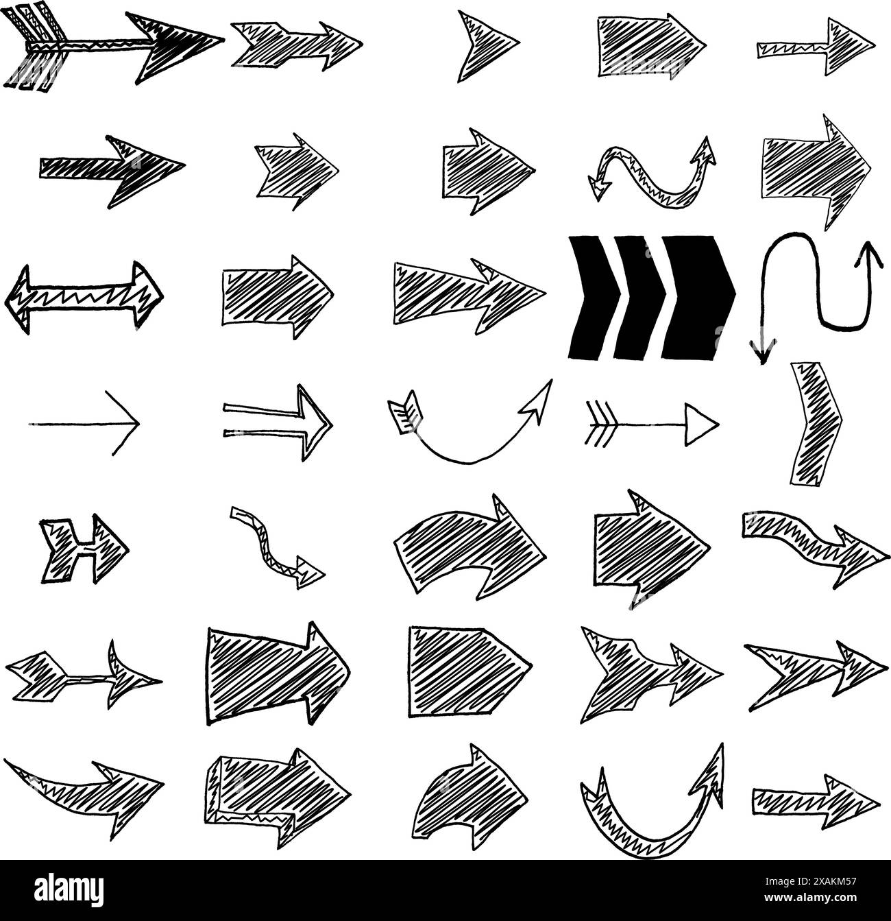 Set of hand drawn arrows on white background. Design element in vector ...