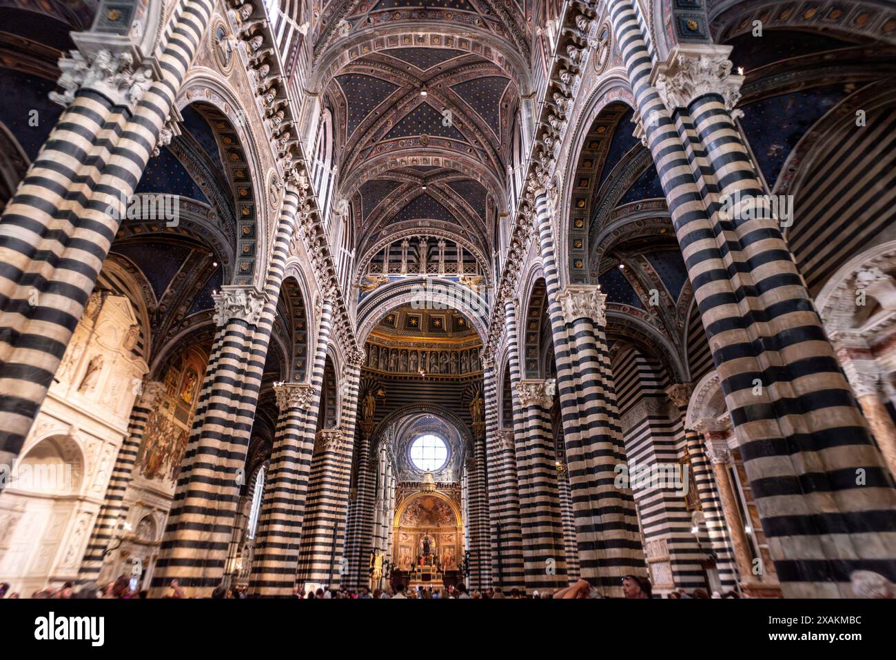 Great medieval architecture of the Siena cathedral's nave, Italy Stock ...