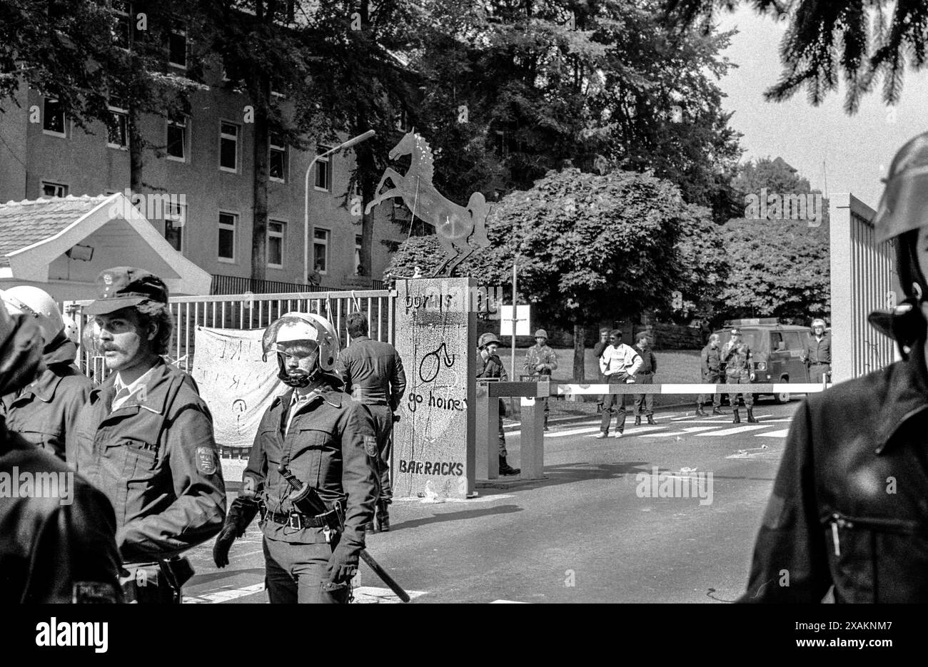 The main entrance to the US barracks 'Downs Barracks' was blocked by ...