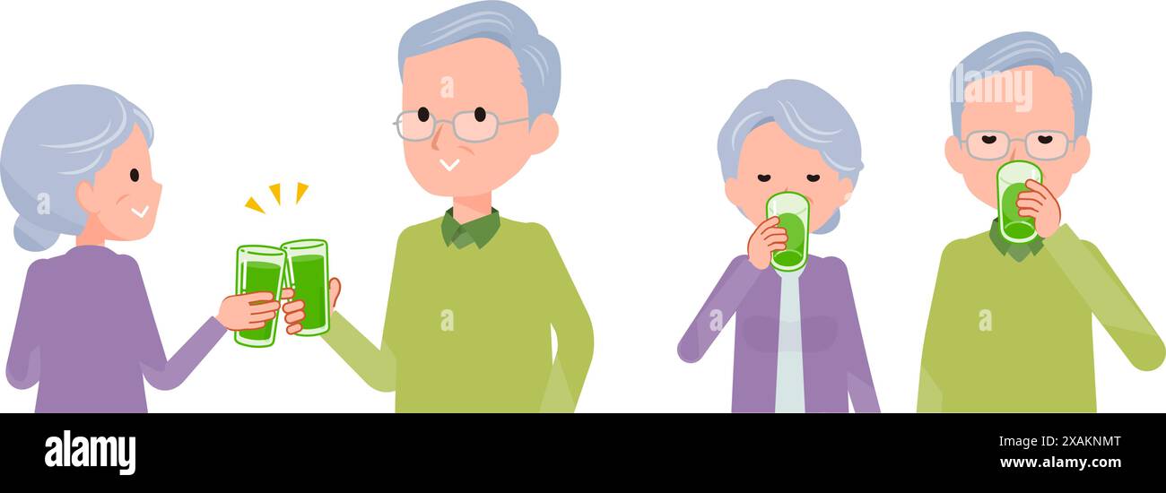 Elderly couple drinking toast Stock Vector Images - Alamy