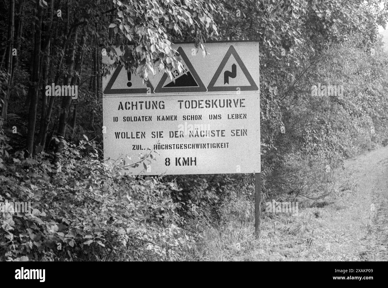 Death curve on the tank road within the Wildflecken military training ...