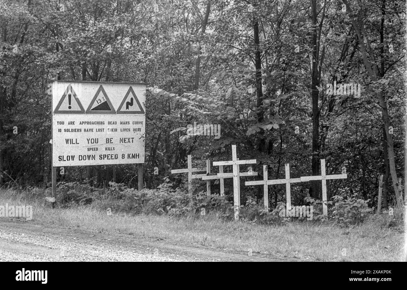 Death curve on the tank road within the Wildflecken military training ...