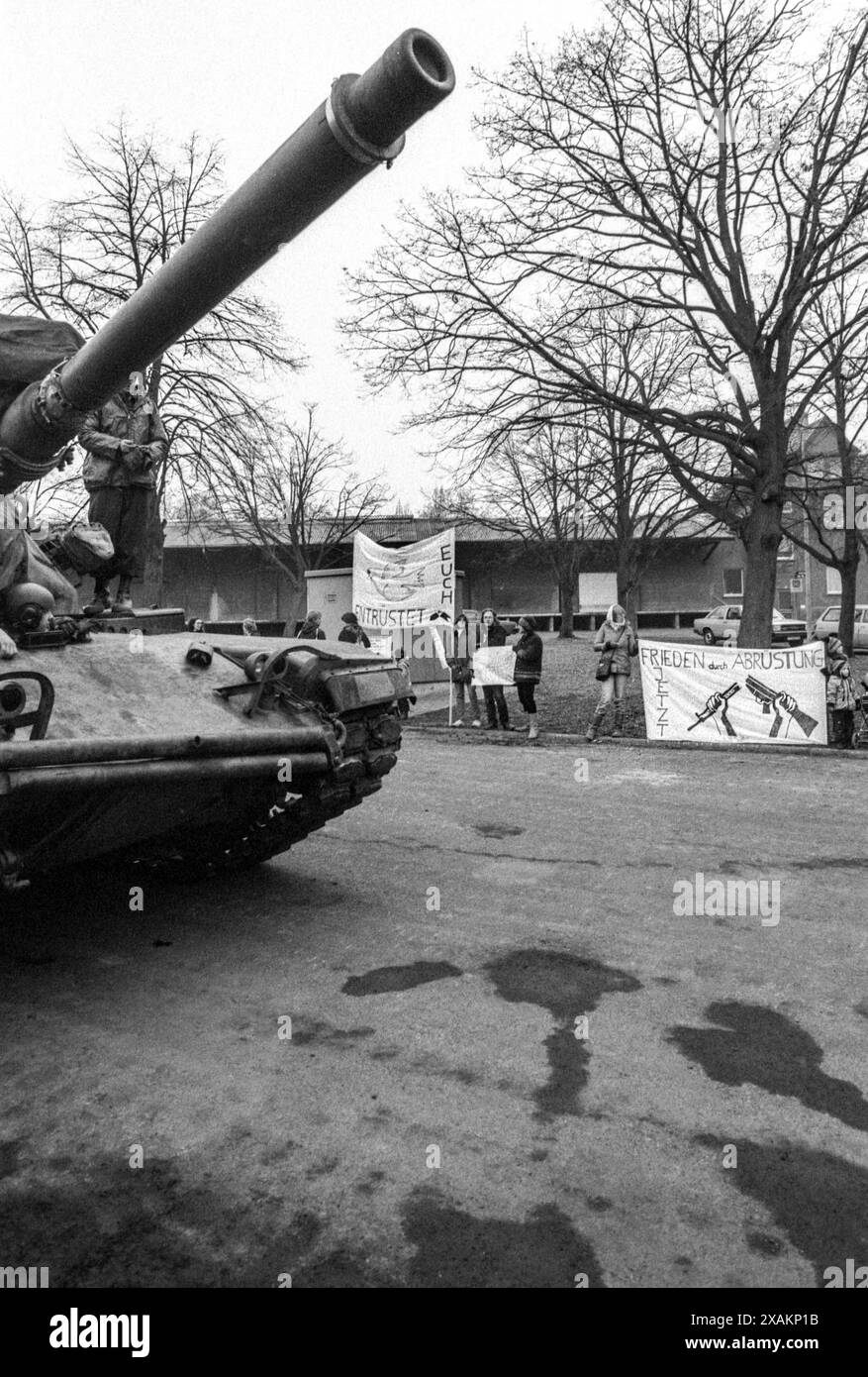 Peace activists with banners demonstrate at the roadside against the US ...