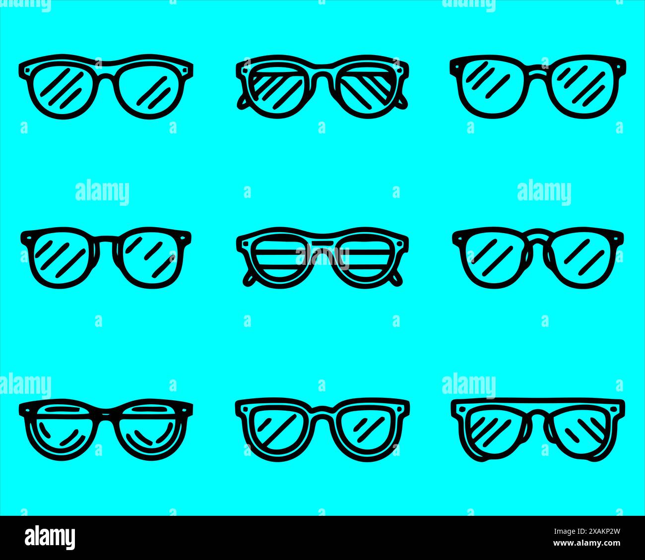 collection of various model of glasses icons in black Stock Vector ...