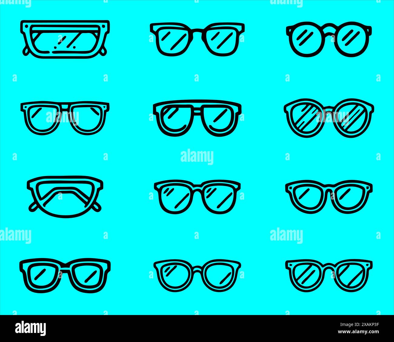 bundle of various model of glasses icons in black Stock Vector Image & Art - Alamy