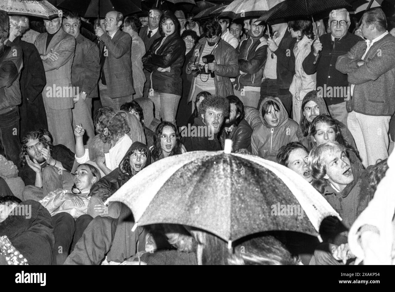 Peace activists at a sit-in blockade, actions of the peace movement ...