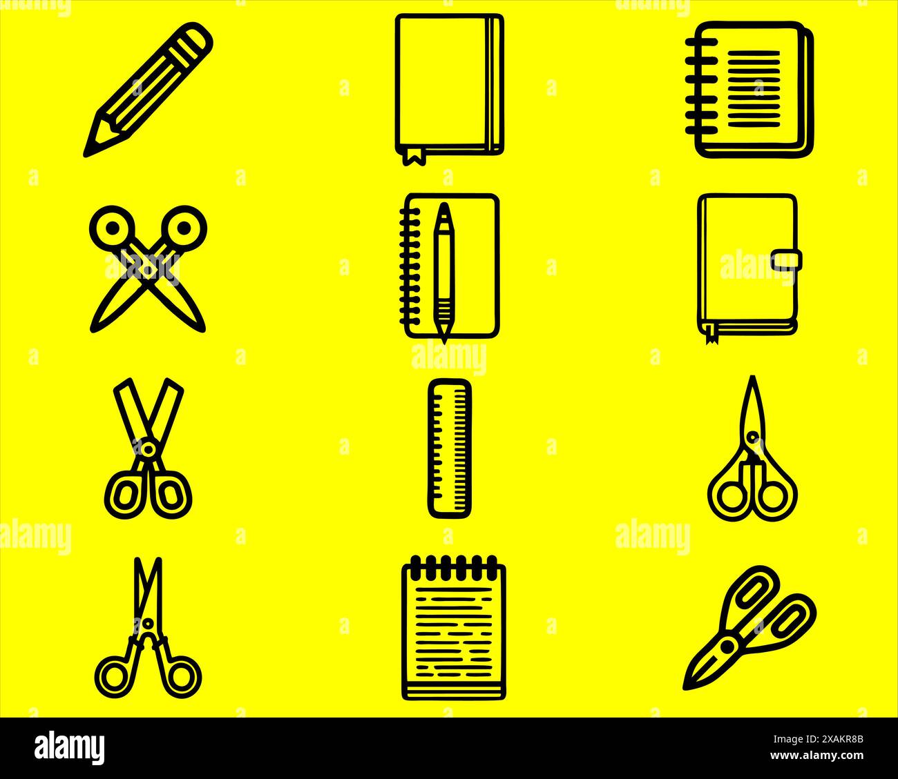 collection of various model of stationery thing icons in black Stock ...