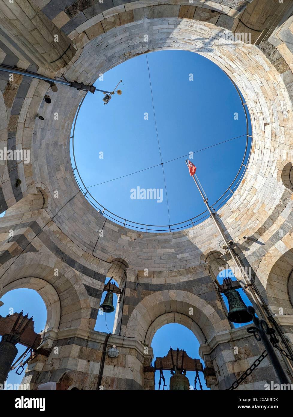 View up at the top of the leaning tower of Pisa, Italy Stock Photo - Alamy