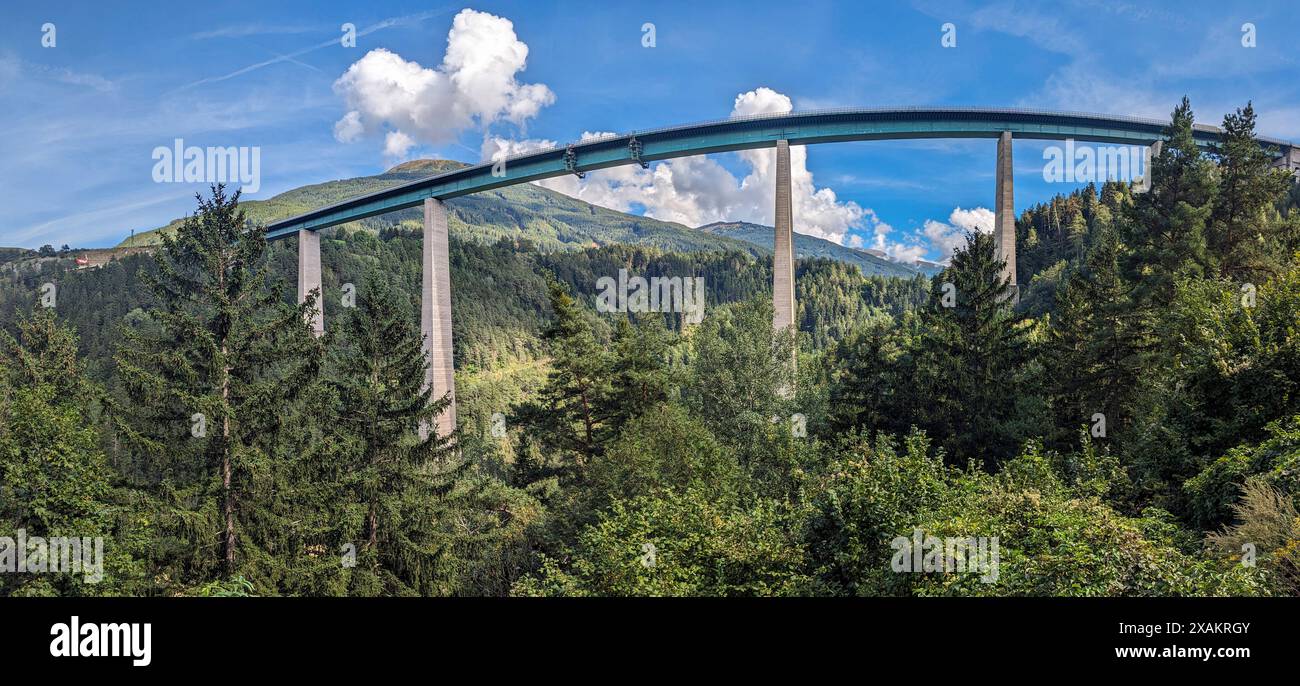 Iconic Europe Bridge of the famous Brenner Highway leading through the ...