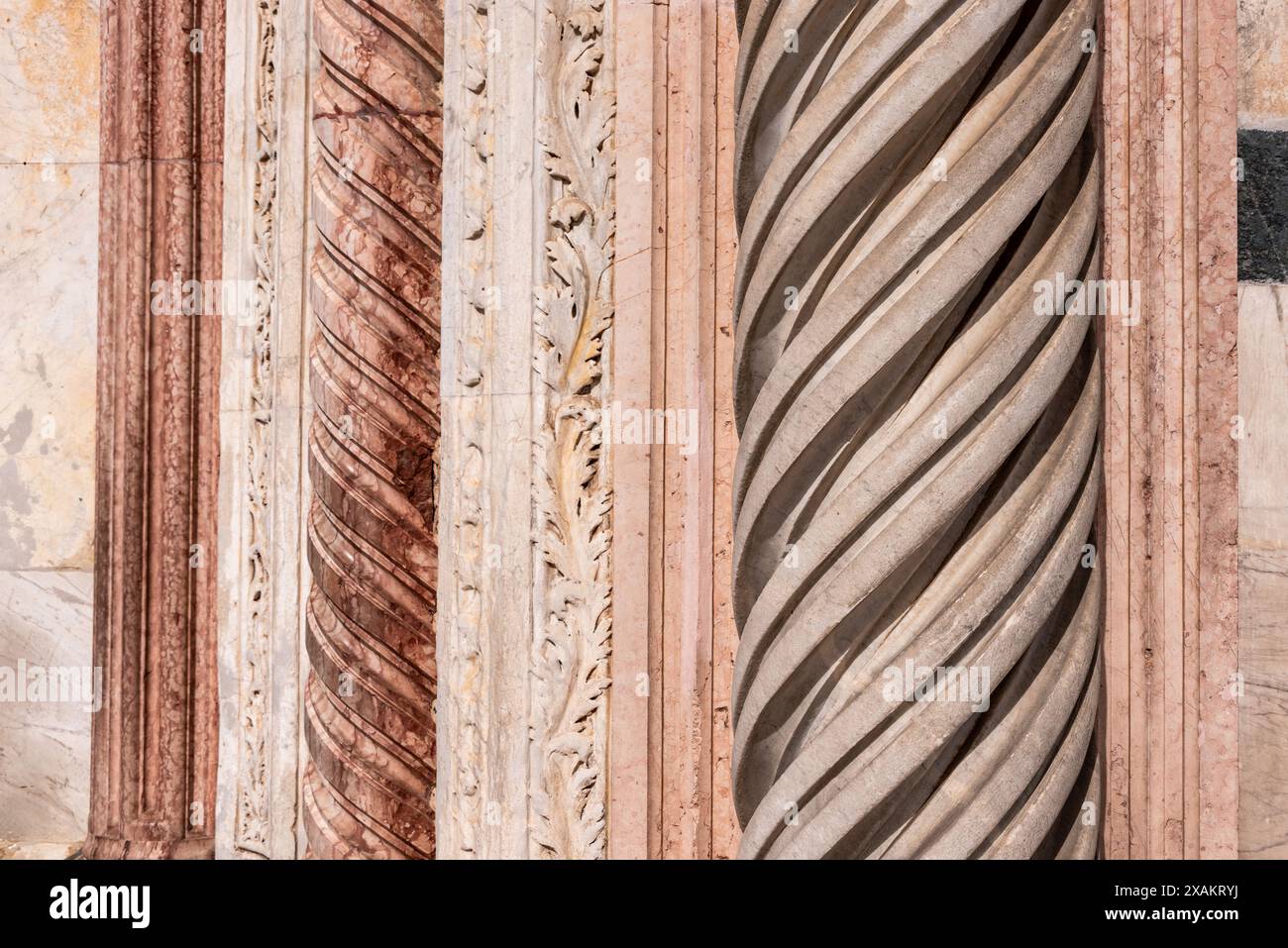 Closeup of the gothic marble portal of the Siena cathedral, Italy Stock ...