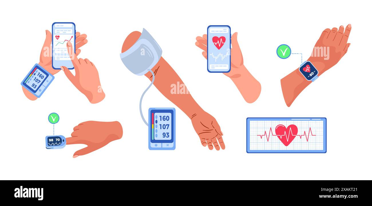 Home portable cuff and Wrist blood pressure monitor. Smartphone ...