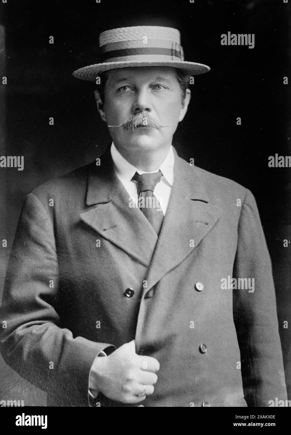 Conan Doyle, 1913. Shows Scottish physician and writer Sir Arthur Conan ...