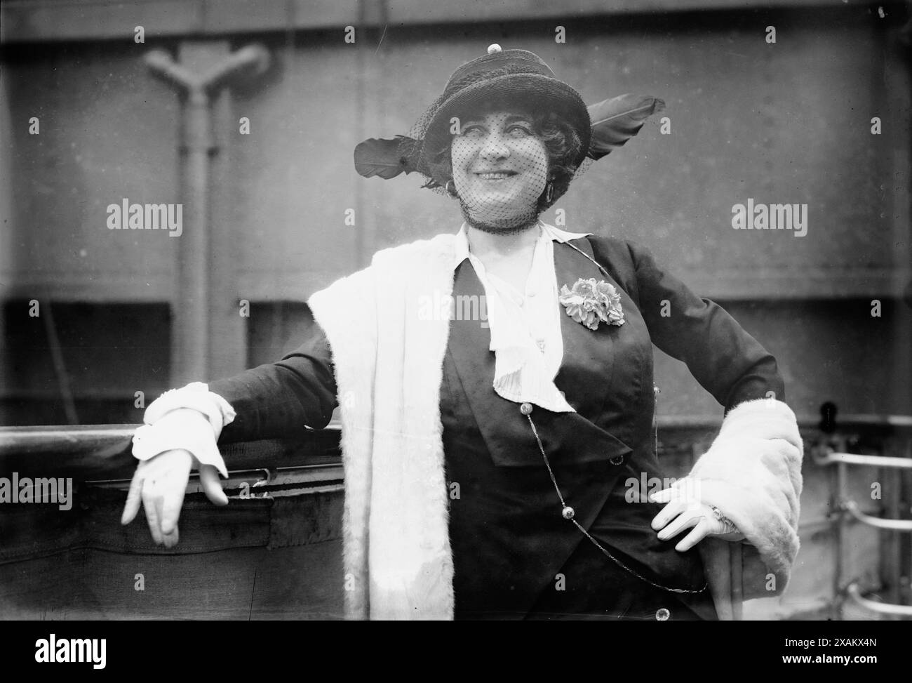 Mary Garden, 1913. Shows opera singer Mary Garden (1874-1967) aboard ...